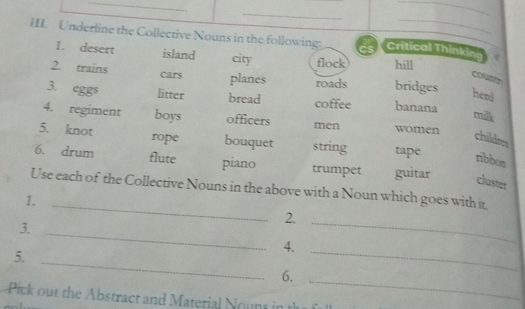 III. Underline the Collective Nouns in the | StudyX