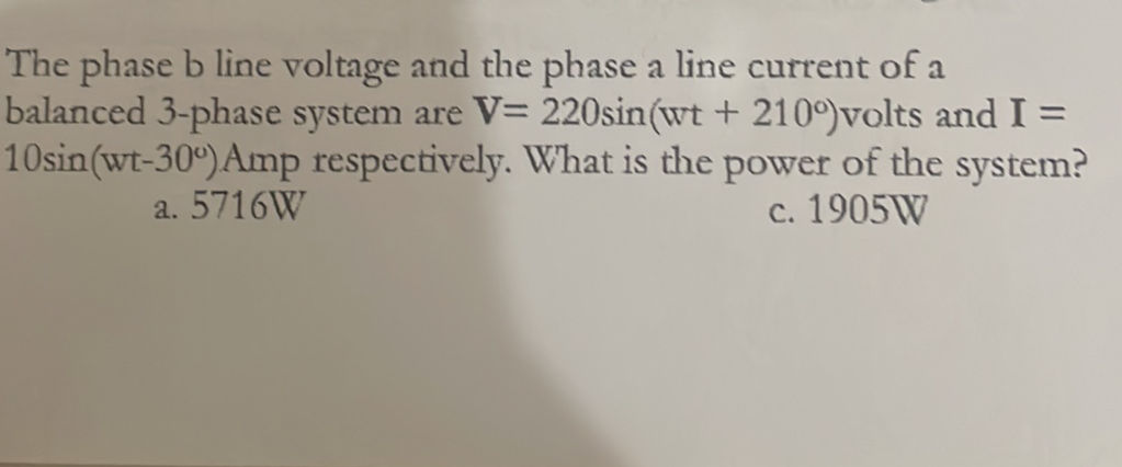 The phase b line voltage and the phase a | StudyX