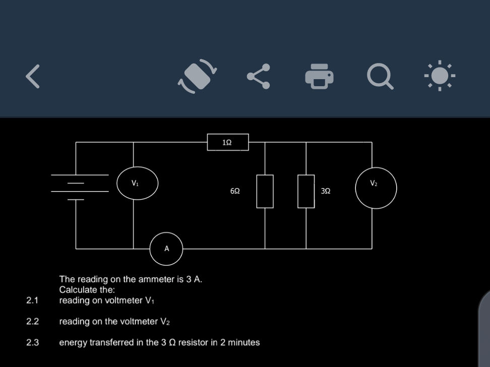 The reading on the ammeter is 3 A. Calculate | StudyX