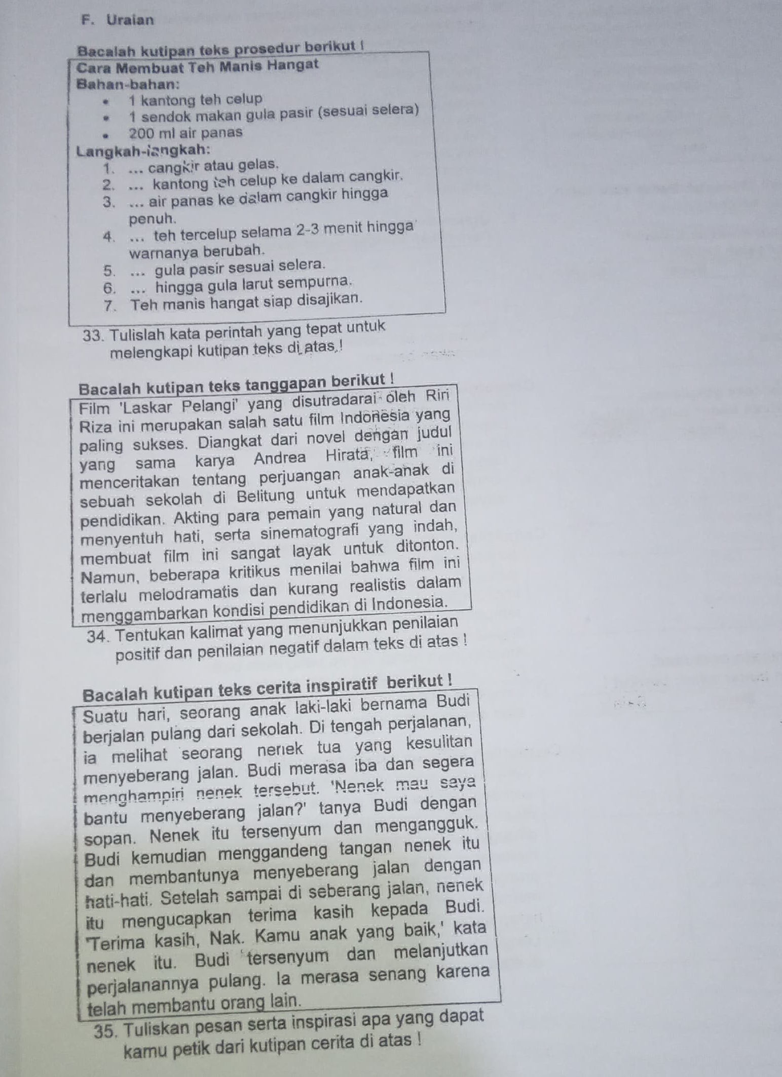 33. Tulislah kata perintah yang tepat untuk | StudyX
