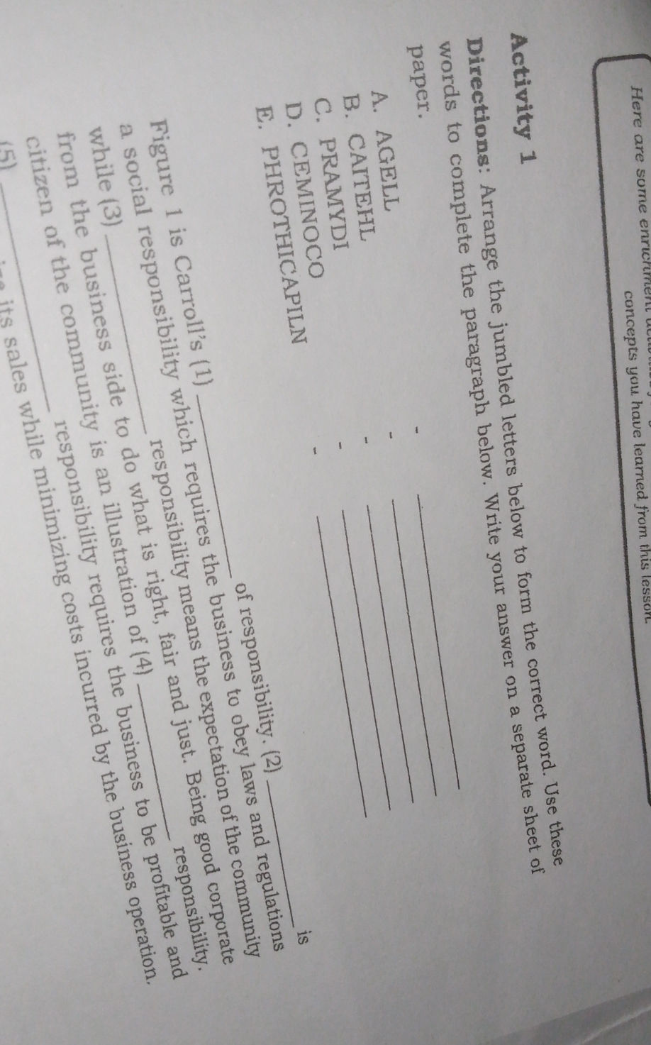 Directions: Arrange the jumbled letters | StudyX