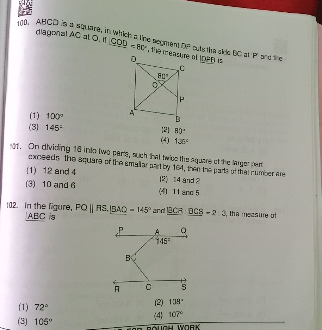 100. ABCD is a square, in which a line | StudyX