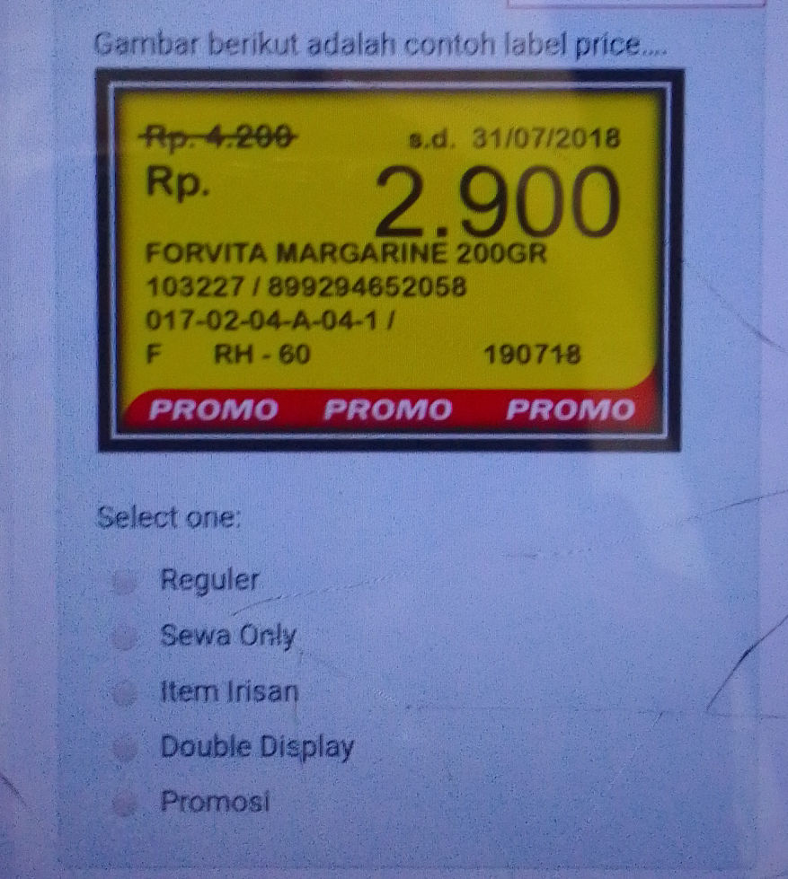 Gambar berikut adalah contoh label price.... | StudyX
