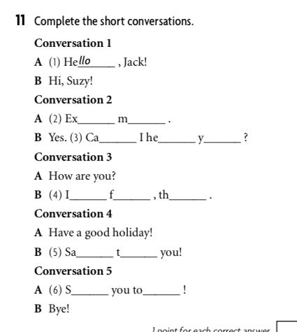 11 Complete the short conversations. | StudyX