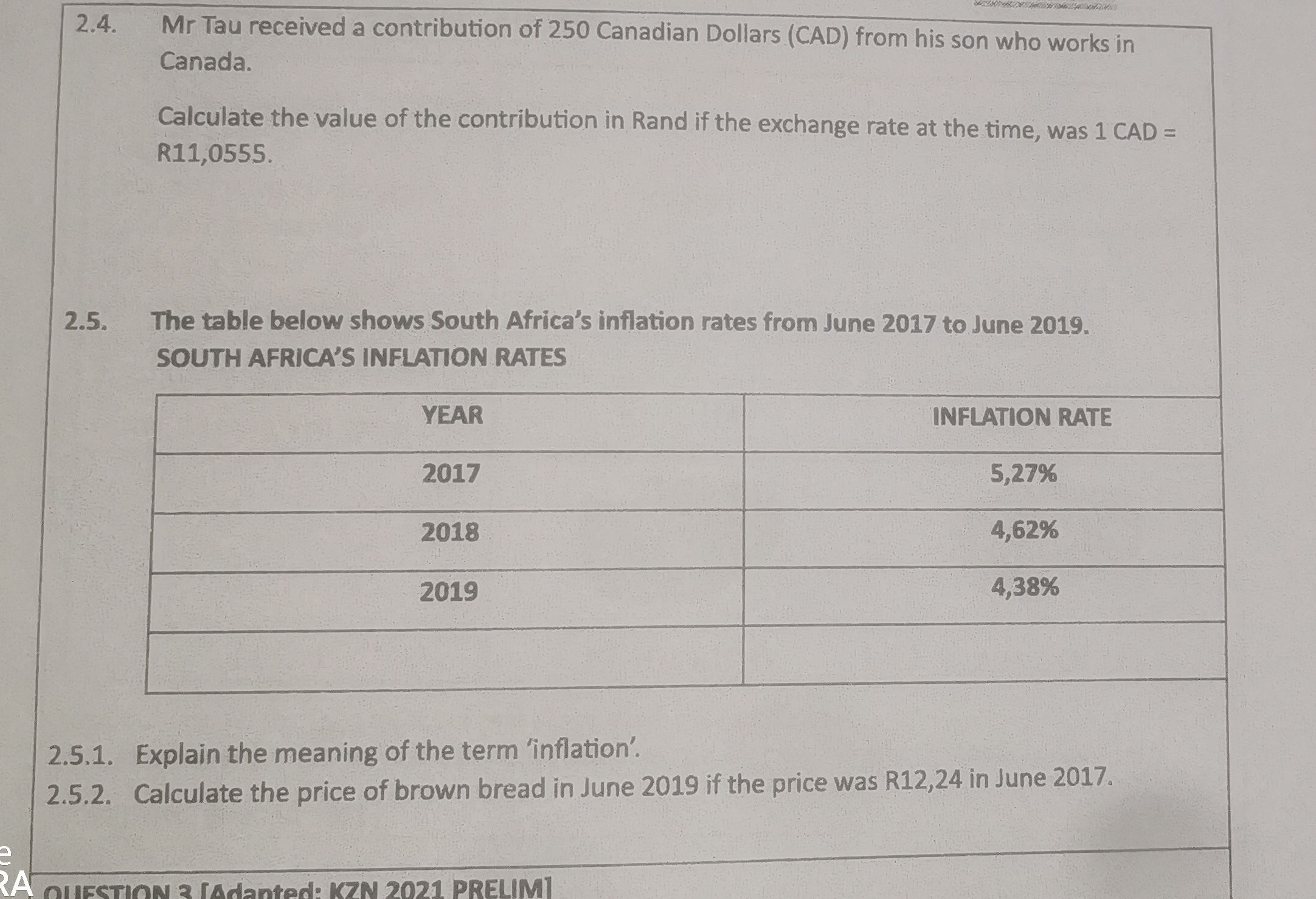 2.4. Mr Tau received a contribution of 250 | StudyX
