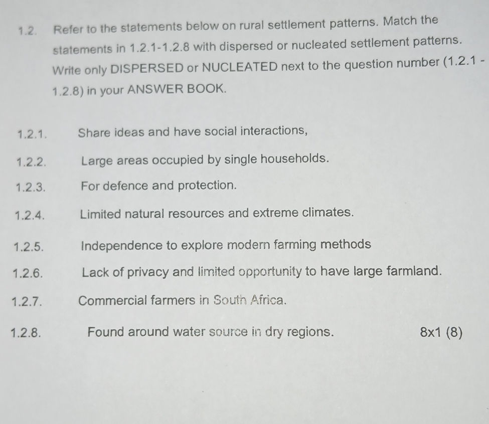 Refer to the statements below on rural | StudyX