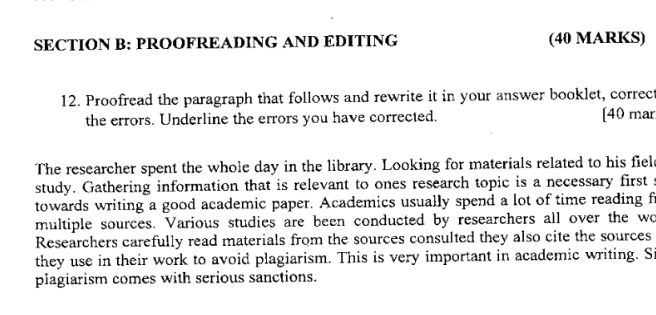 12. Proofread the paragraph that follows and | StudyX