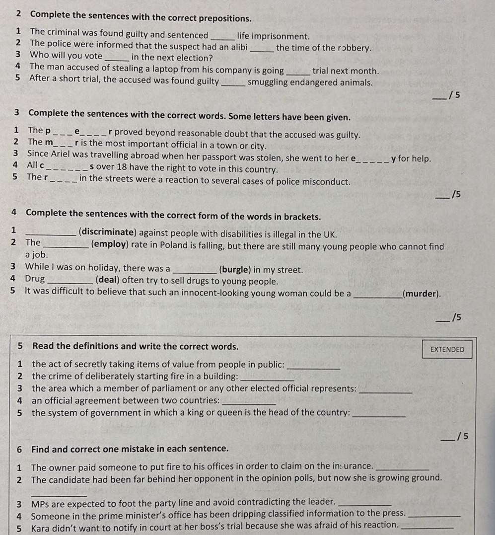2 Complete the sentences with the correct | StudyX