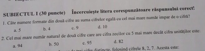 Câte numere formate din două cifre au suma