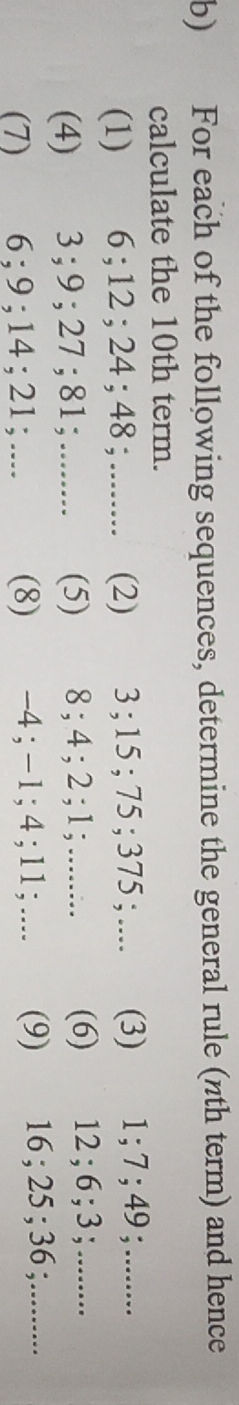 b) For each of the following sequences, | StudyX