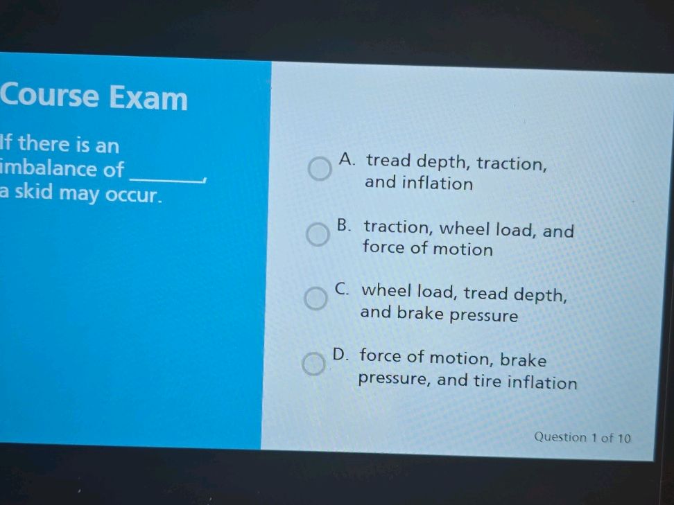 If there is an imbalance of _____, a skid | StudyX