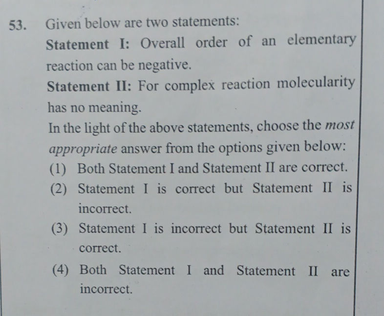 Given below are two statements: Statement | StudyX