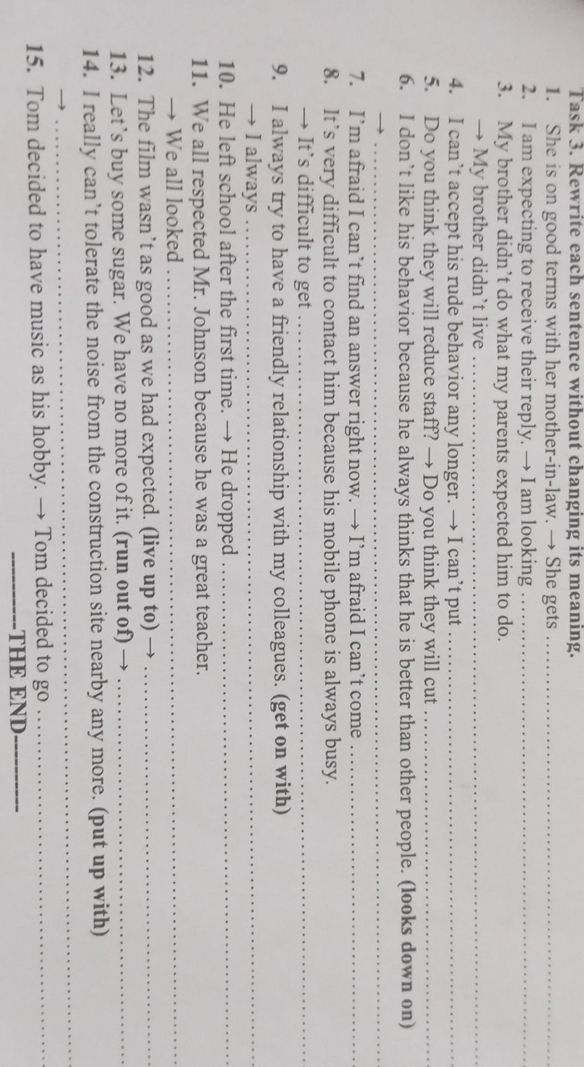 Task 3. Rewrite each sentence without | StudyX