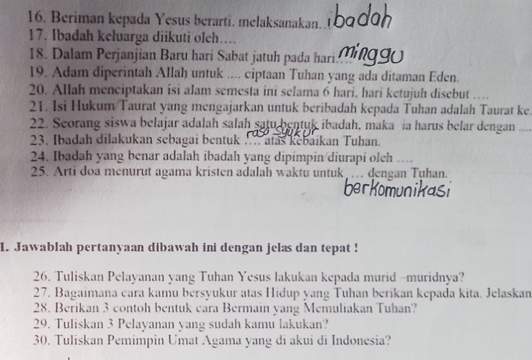 26. Tuliskan Pelayanan yang Tuhan Yesus | StudyX