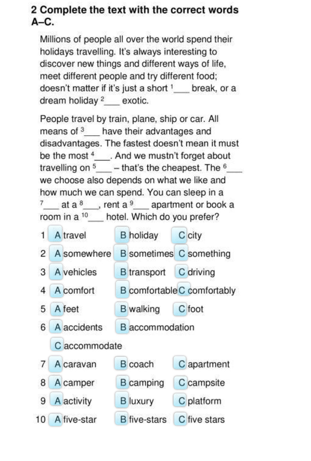 2 Complete the text with the correct words | StudyX