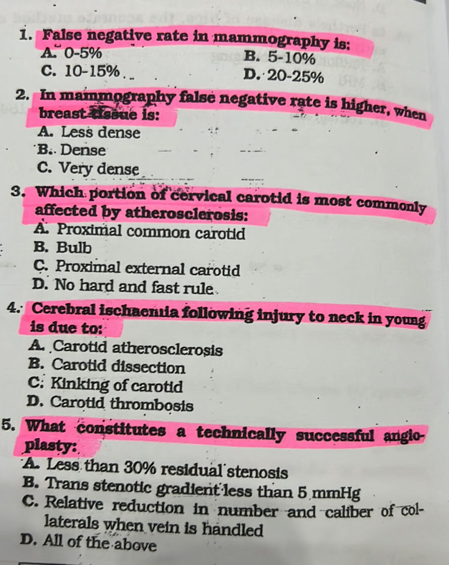 1. False negative rate in mammography is: | StudyX
