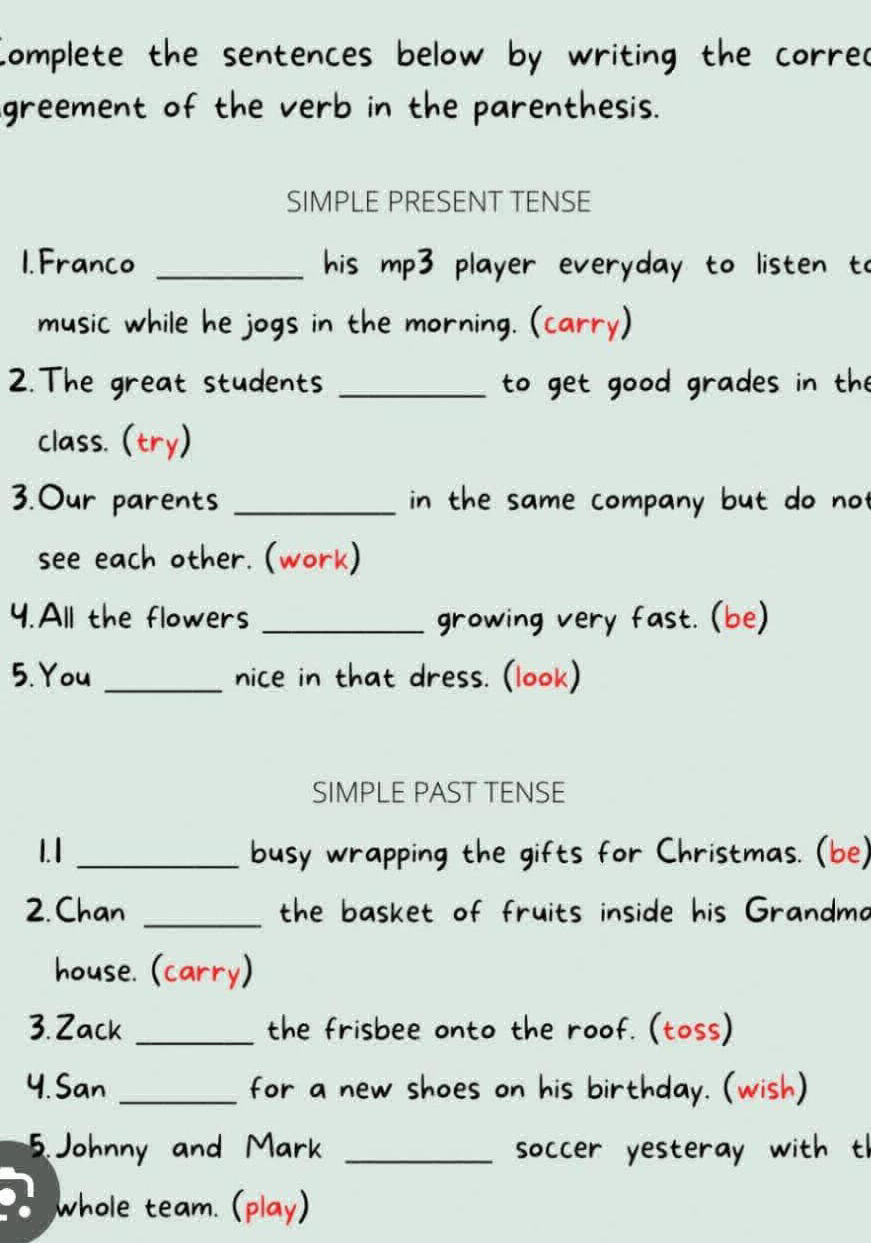 Complete the sentences below by writing the | StudyX