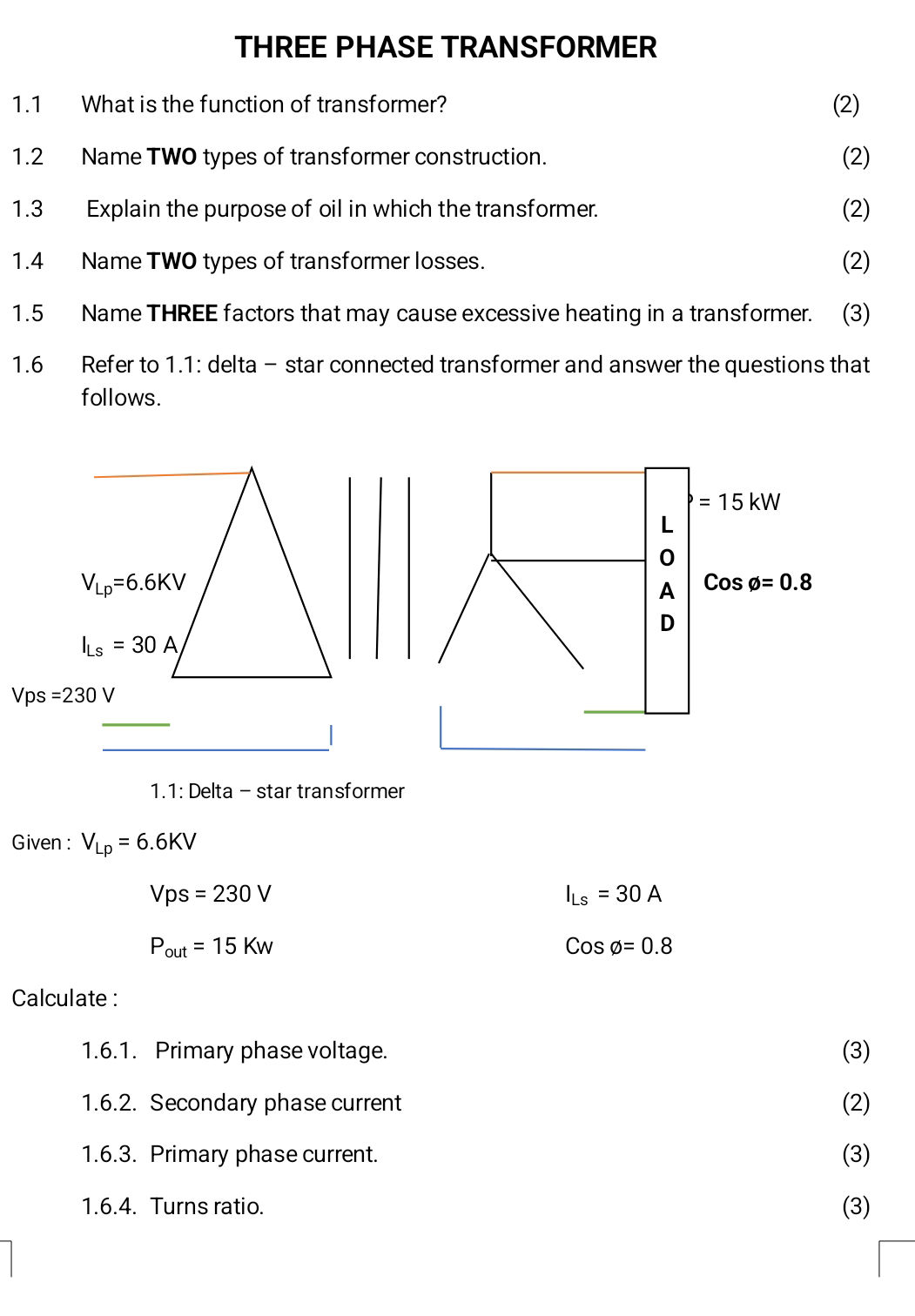 1.1 What is the function of transformer? | StudyX