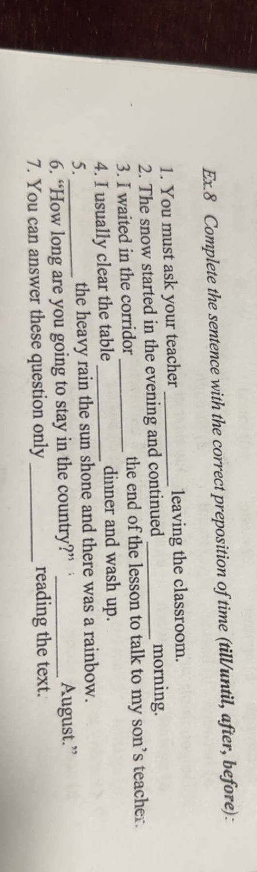 Ex.8 Complete the sentence with the correct | StudyX