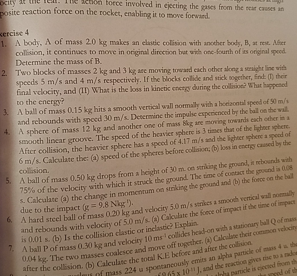 Exercise 4 1. A body, A of mass 2.0 kg | StudyX