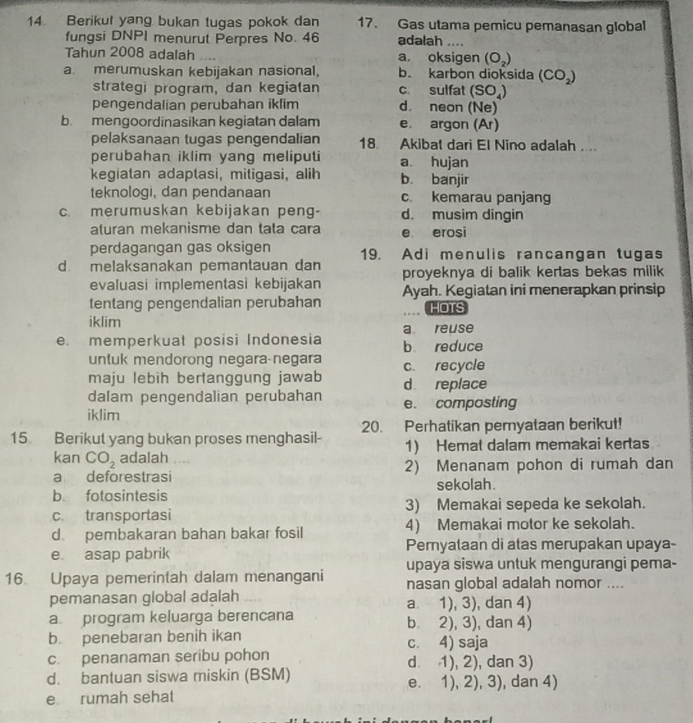 14. Berikut yang bukan tugas pokok dan | StudyX