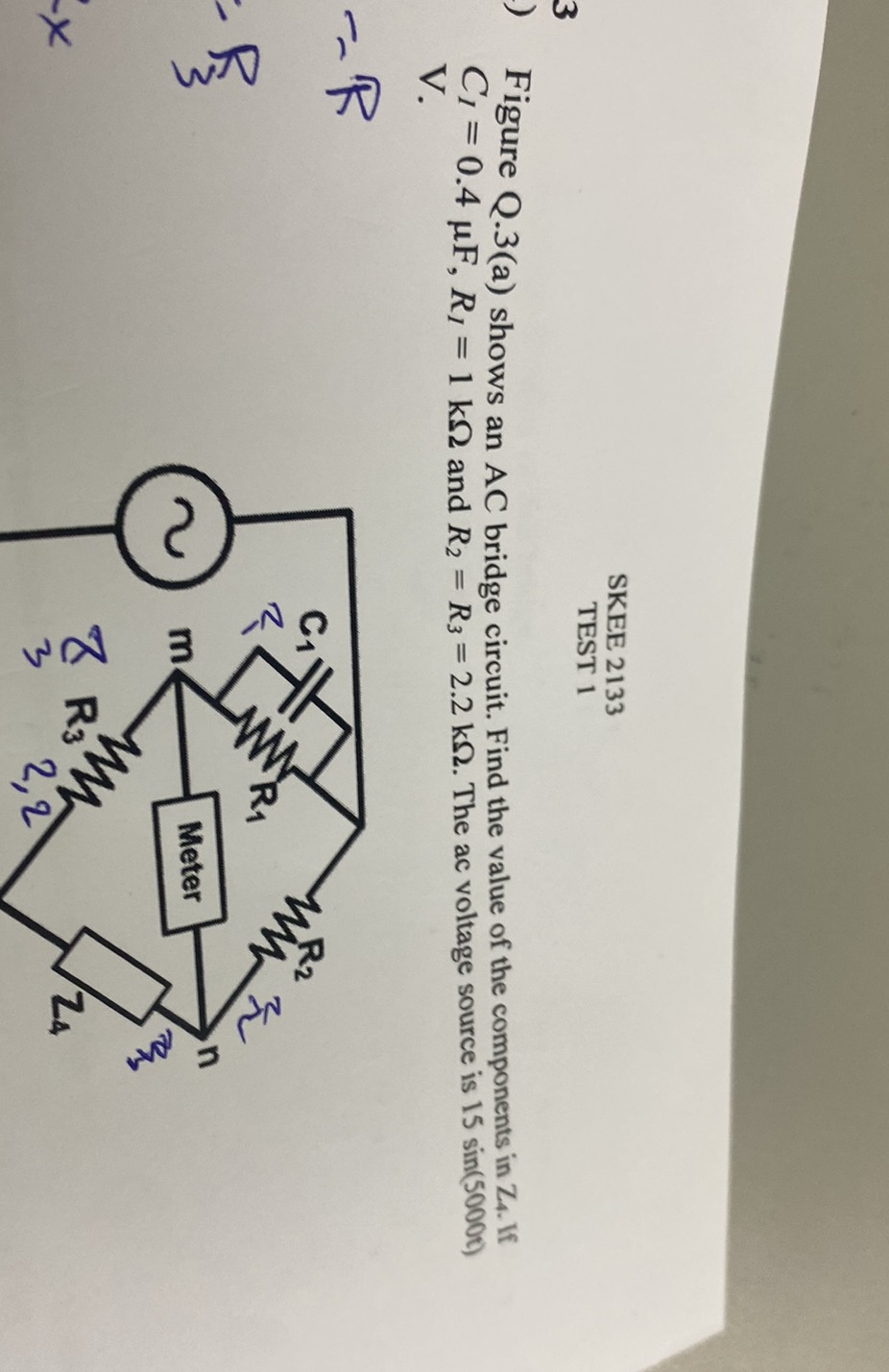 Figure Q.3(a) shows an AC bridge circuit. | StudyX