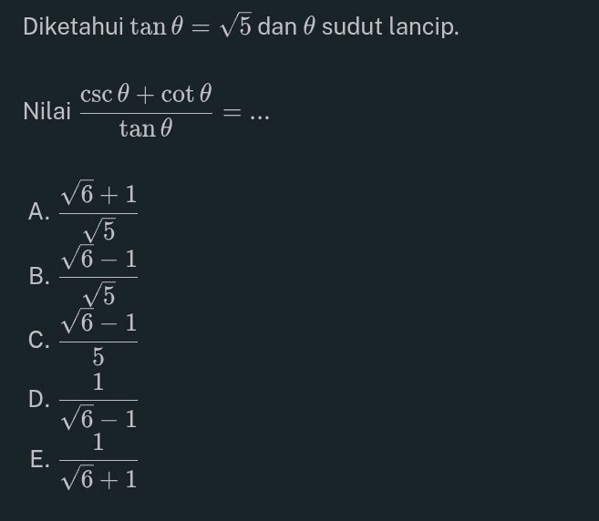 Diketahui $ = {5}$ dan $ $ sudut lancip. | StudyX