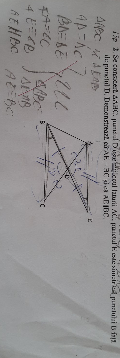 15p 2. Se consideră ∆ABC, punctul D este | StudyX