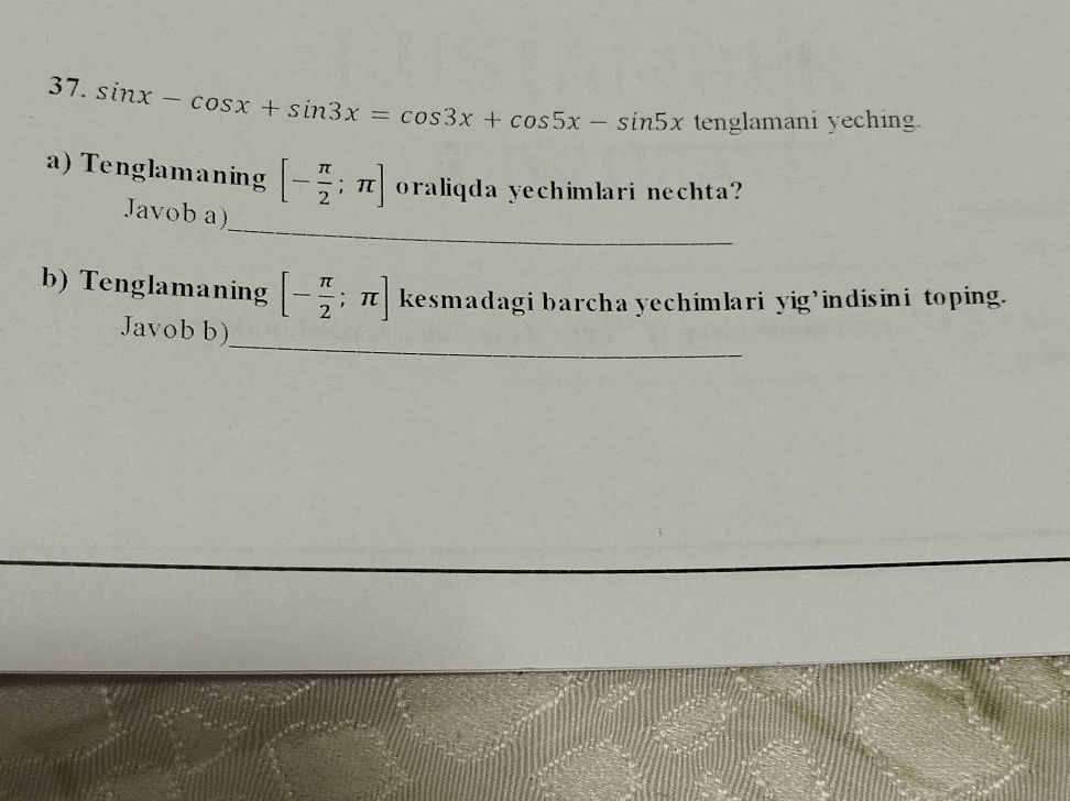 37. $ x - x + 3x = 3x + 5x - 5x$ | StudyX