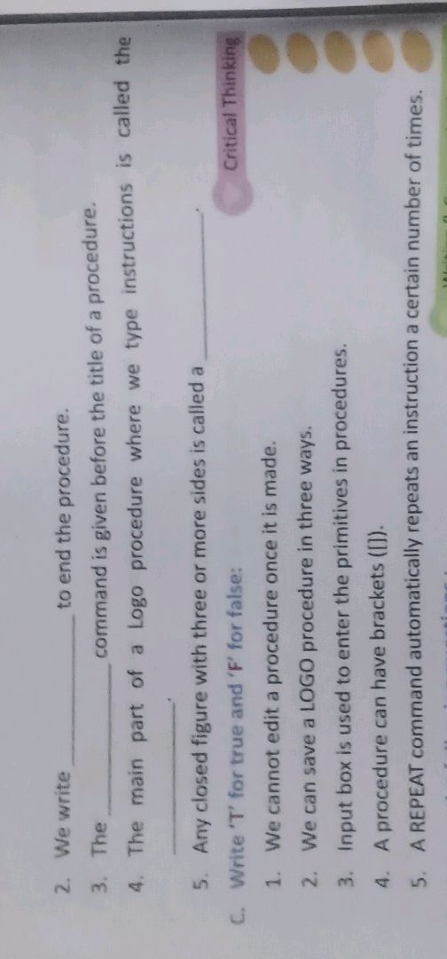 2. We write ______ to end the procedure. 3. | StudyX