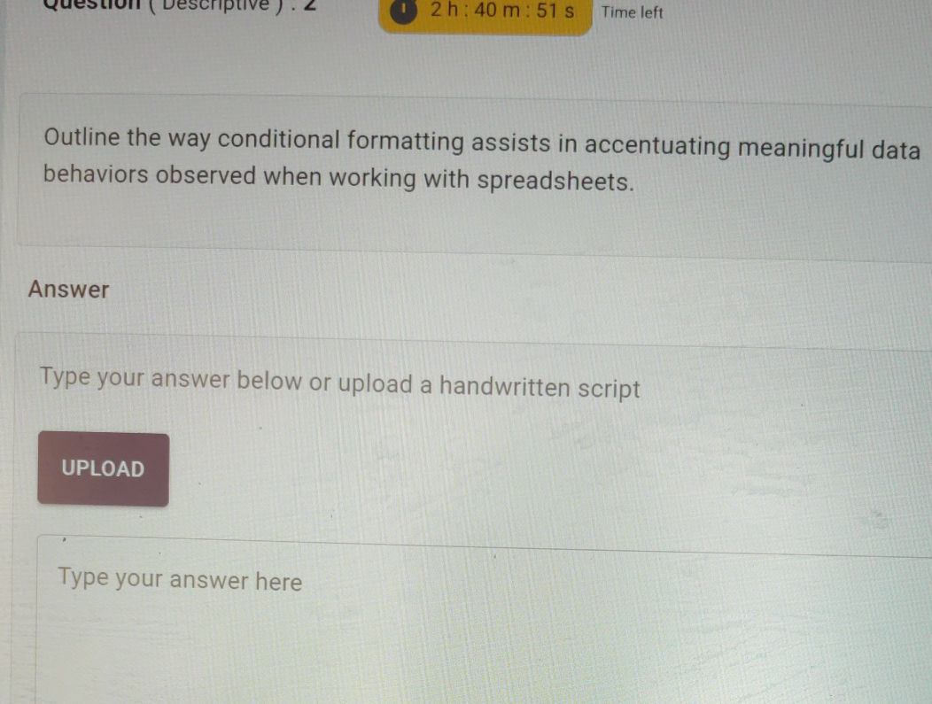 Outline the way conditional formatting | StudyX