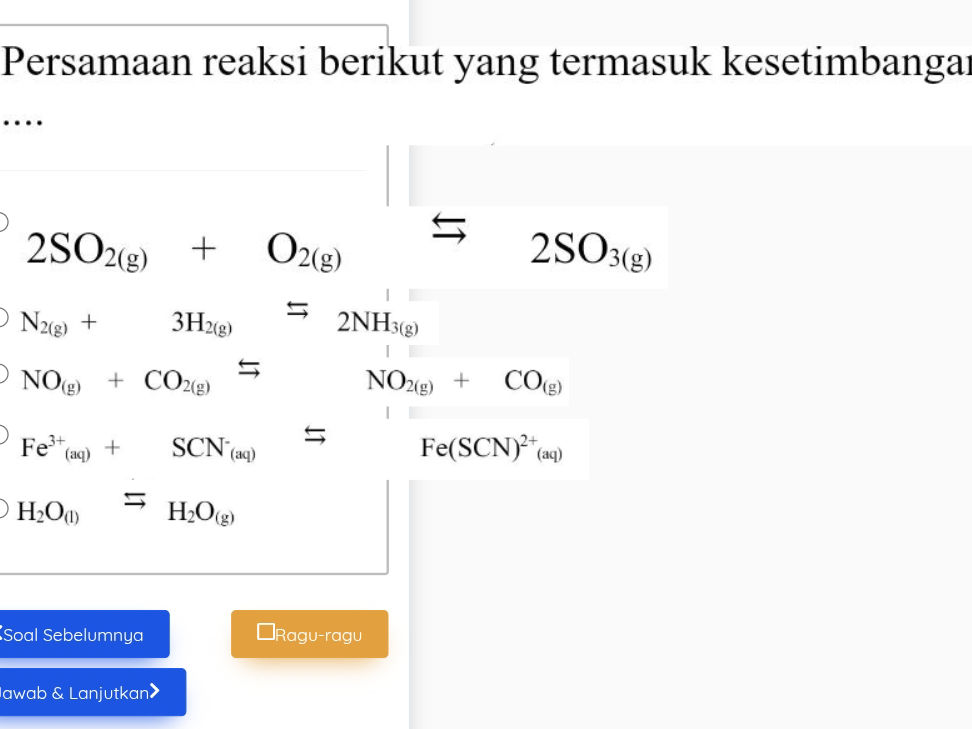 Persamaan reaksi berikut yang termasuk | StudyX