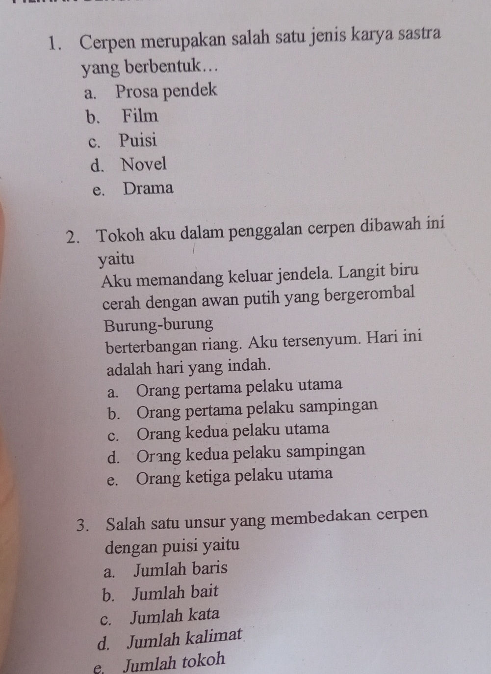 1. Cerpen merupakan salah satu jenis karya | StudyX
