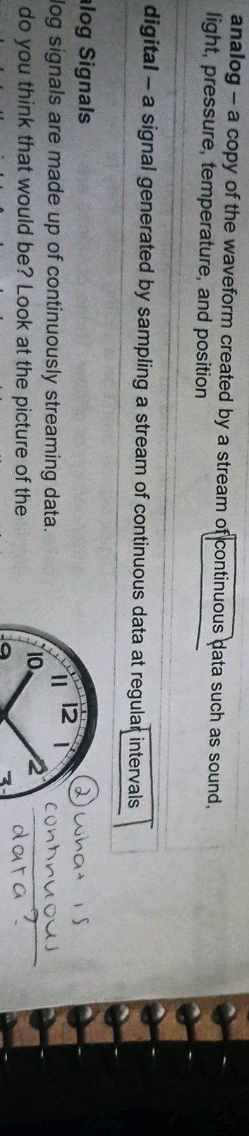 What is continuous data? Analog signals and | StudyX