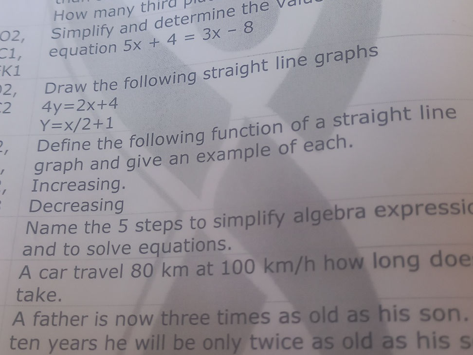 Simplify and determine the equation \(5x + 4 | StudyX