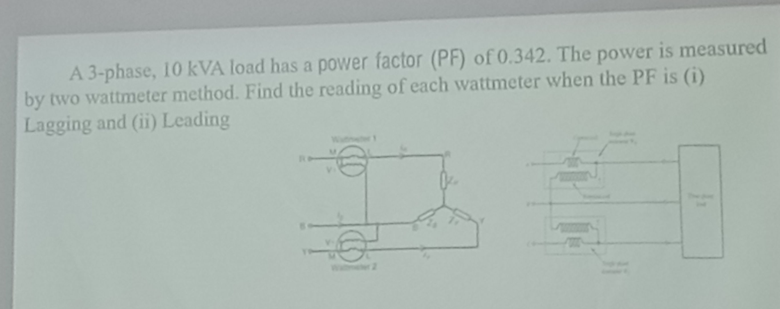 A 3-phase, 10 kVA load has a power factor | StudyX