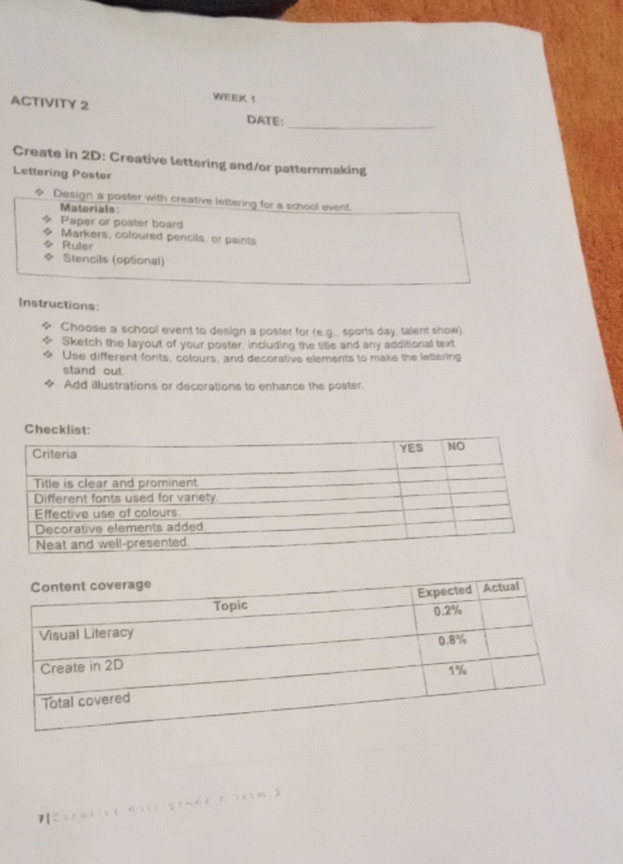 ACTIVITY 2 Create in 2D: Creative lettering | StudyX