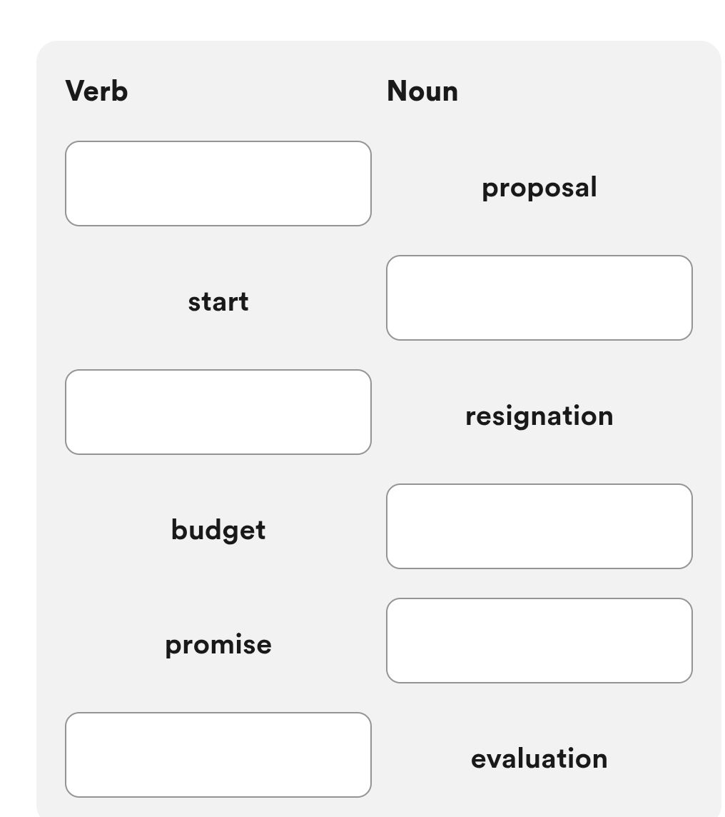 Match the verbs with the nouns. Verb | Noun | StudyX