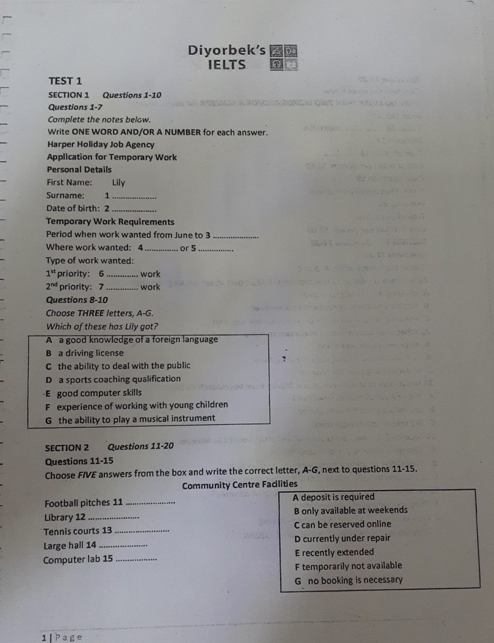 Complete the notes below. Write ONE WORD | StudyX