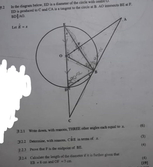 In the diagram below, ED is a diameter of | StudyX