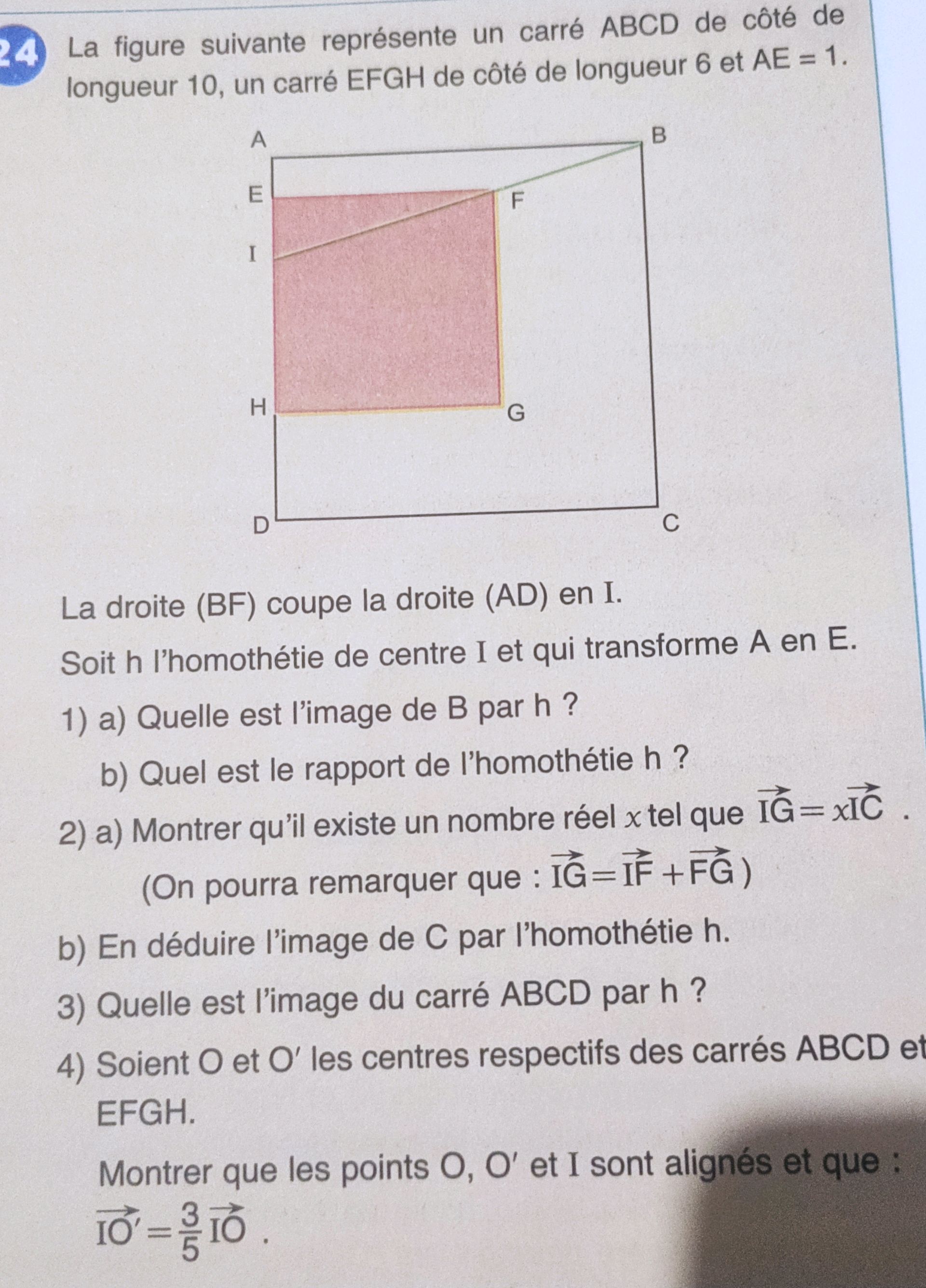 La figure suivante représente un carré ABCD | StudyX
