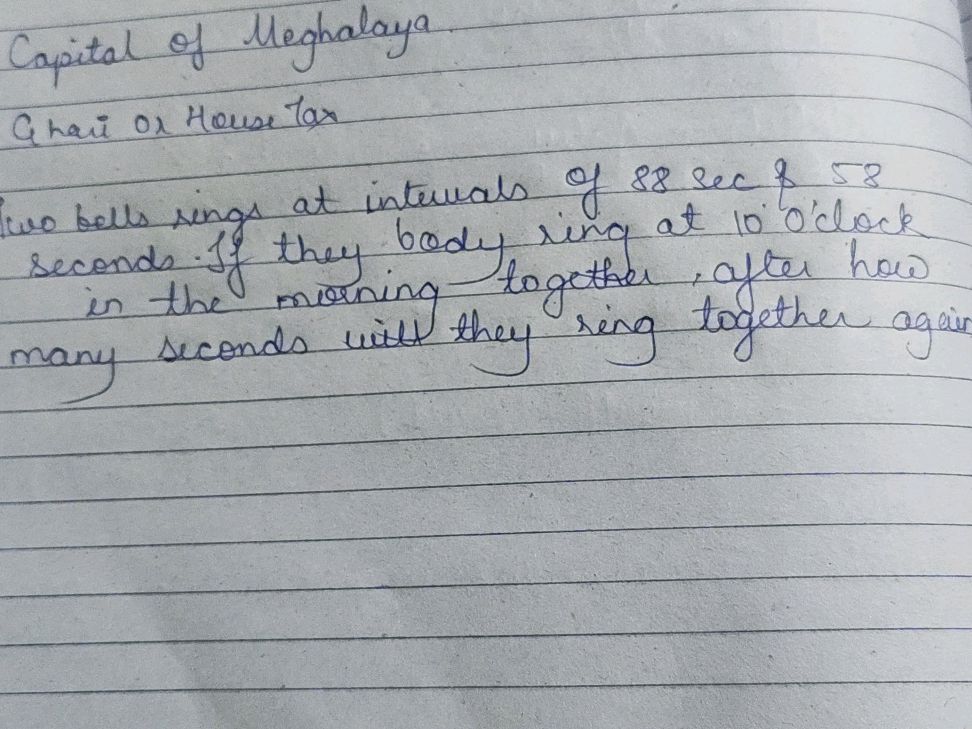 Two bells rings at intervals of 88 sec 58 | StudyX