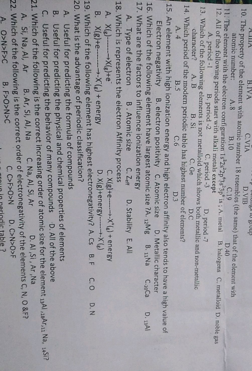 10. The property of the element with atomic | StudyX