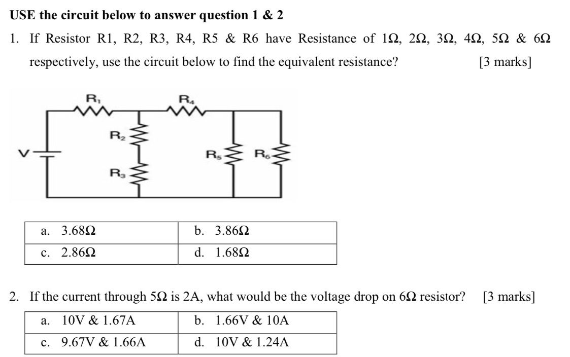 USE the circuit below to answer question 1 | StudyX