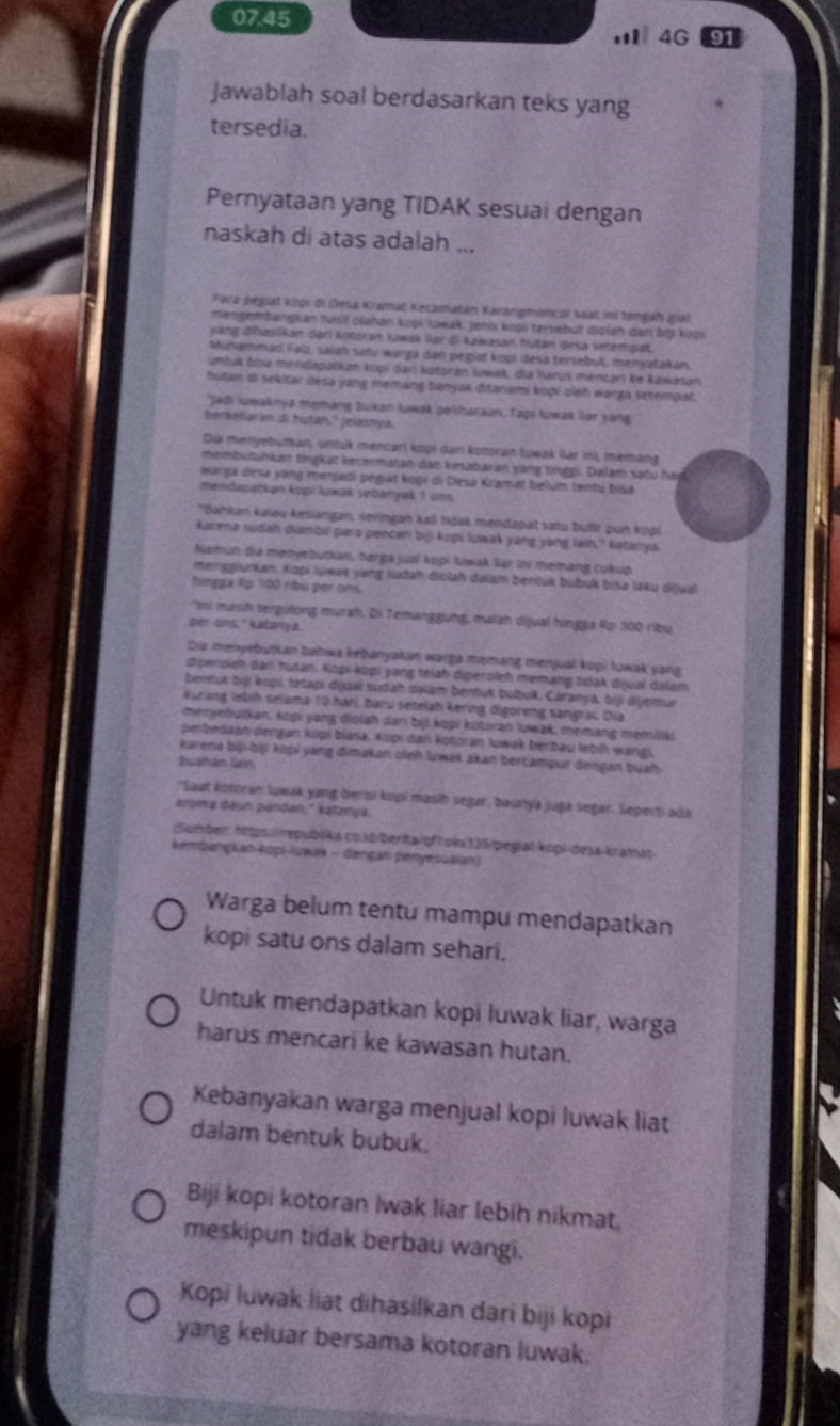 Jawablah soal berdasarkan teks yang | StudyX