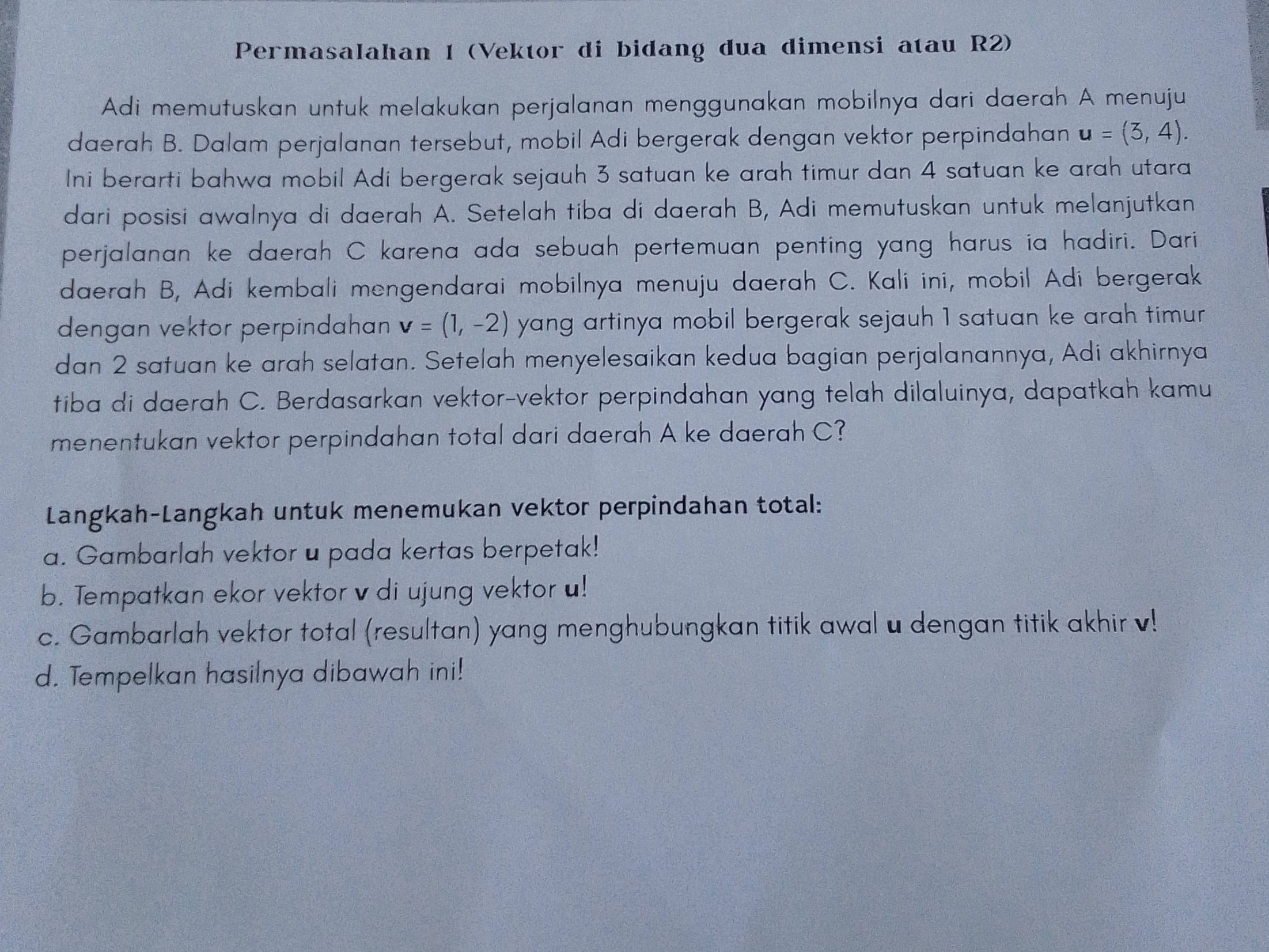 Permasalahan 1 (Vektor di bidang dua dimensi | StudyX
