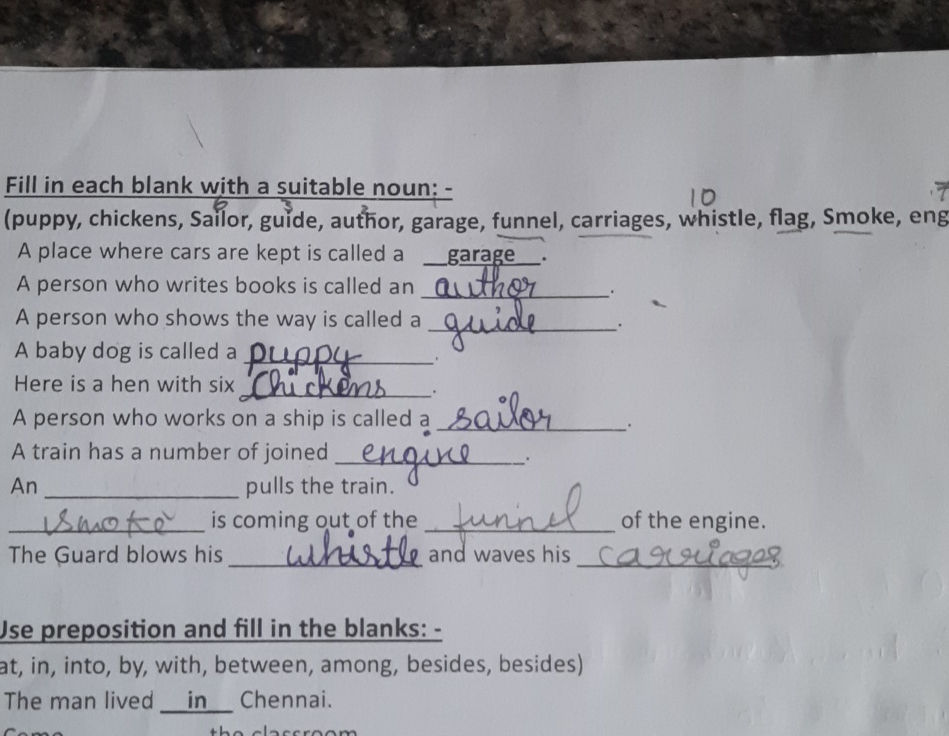 Fill in each blank with a suitable noun: - | StudyX