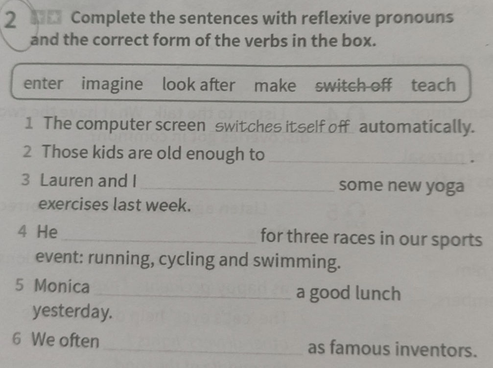 Complete the sentences with reflexive | StudyX