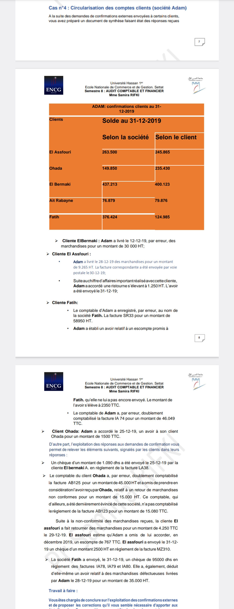ADAM: confirmations clients au 31-12-2019 | | StudyX