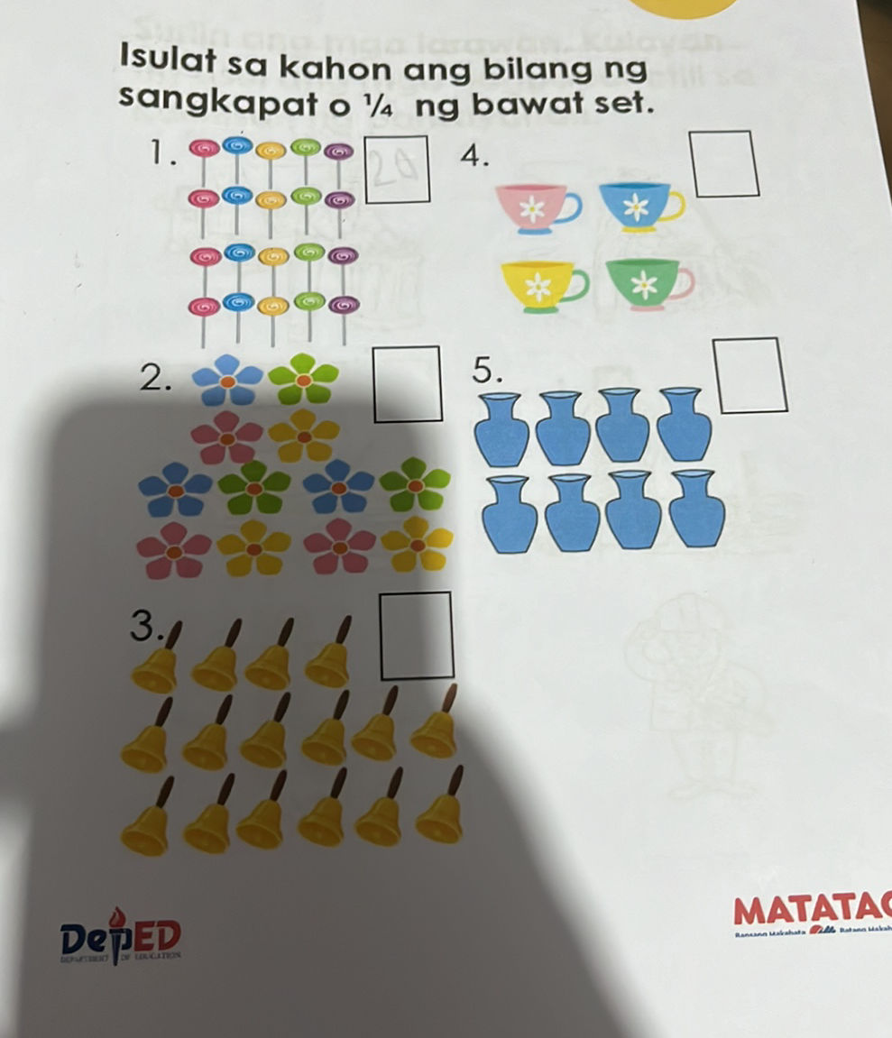 Isulat sa kahon ang bilang ng sangkapat o | StudyX